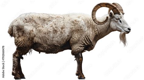 Longhorn Sheep Side View With White Background Eid Ul Fiter Eid Ul