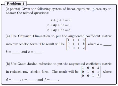Solved (2 points) Given the following system of linear | Chegg.com