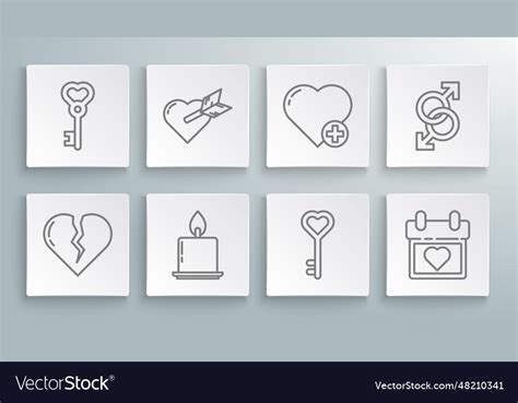 Set Line Broken Heart Or Divorce Amour With And Vector Image