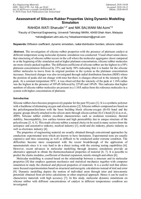 assessment of silicone rubber properties using dynamic modelling