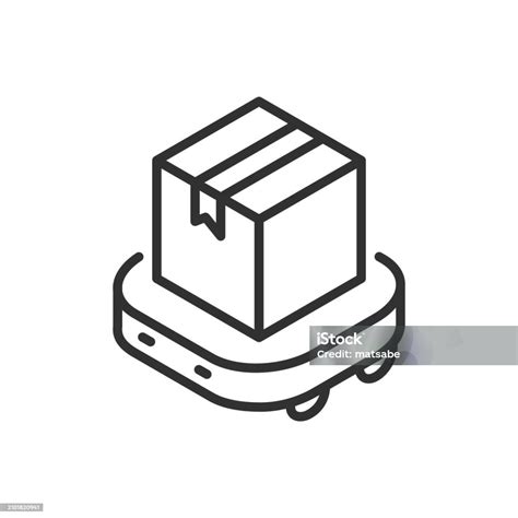 로봇 박스 캐리어 선형 아이콘입니다 스마트 창고 물류 기술 편집 가능한 획이 있는 선 공장 산업 건물에 대한 스톡 벡터 아트 및 기타 이미지 Istock
