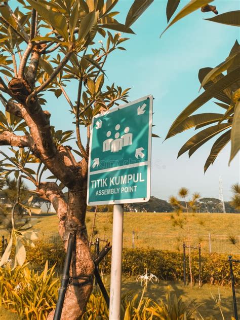 The Sign Of Assembly Point Stock Image Image Of Yellow 378971579