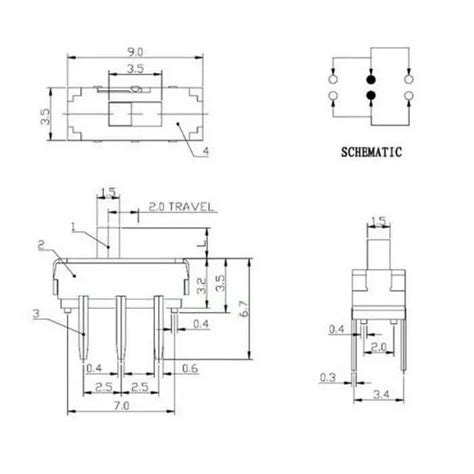 Mini DPDT 2 Position Top Slide Switch PCB Mount PCBoard Ca Canada