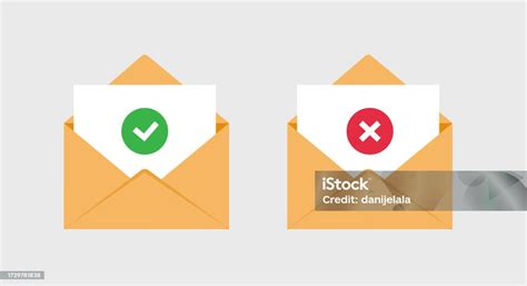 Envelope With Approved And Rejected Notification In Message Stock