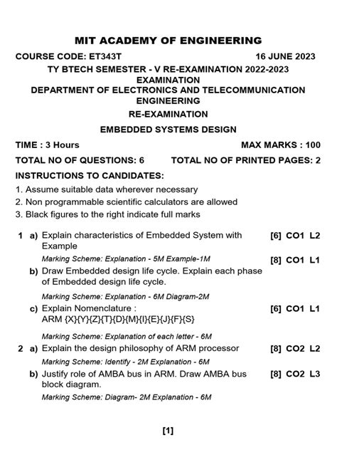 Et343t Embedded Systems Design Pdf Central Processing Unit