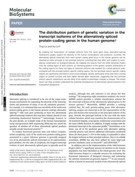 Pdf The Distribution Pattern Of Genetic Variation In The Transcript