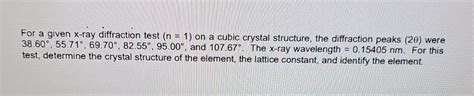 Solved For A Given X Ray Diffraction Test N 1 On A Cubic