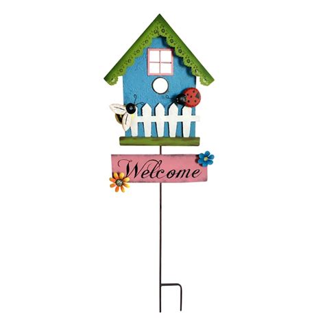 Blue Birdhouse Yard Stake 35 At Home