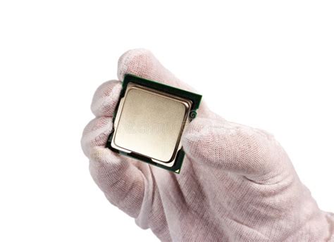Electronic Collection Hand Holding A CPU Isolated On White Background Stock Image Image Of