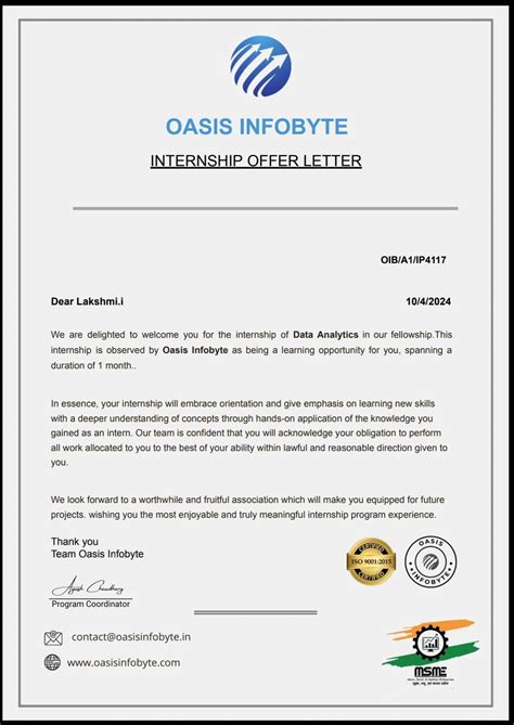 lakshmi i on linkedin internship dataanalytics