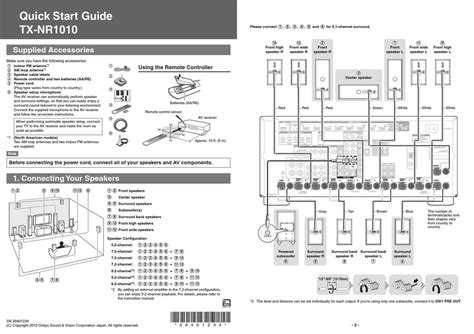 Onkyo Tx Nr1010 Quick Start Manual Pdf Download Manualslib