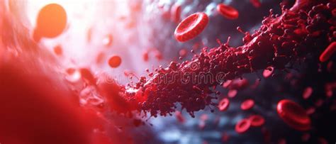 Erythrocytes In Artery High Detail Medical Illustration Stock