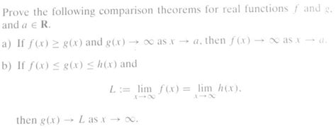 Solved Prove The Following Comparison Theorems For Real