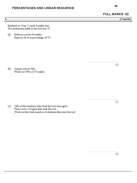 Y9 Test Pdf