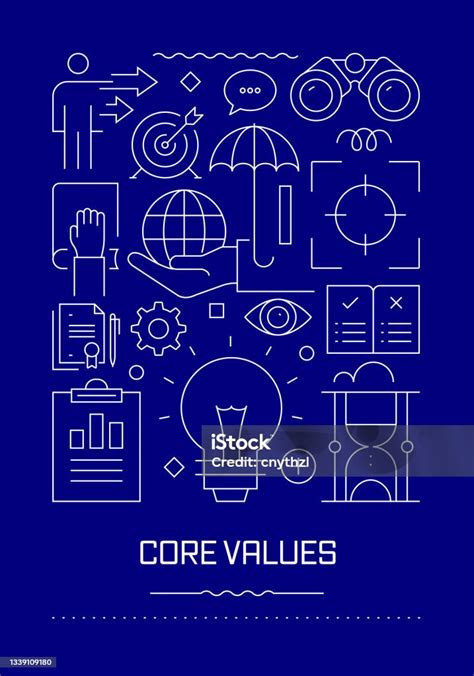 핵심 가치 관련 현대 라인 디자인 브로셔 포스터 전단지 프리젠 테이션 템플릿 벡터 일러스트 기업 비즈니스에 대한 스톡 벡터 아트 및 기타 이미지 Istock