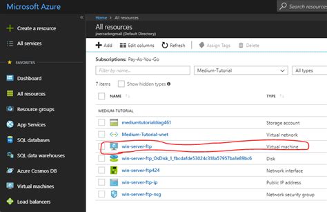 allowing ftp access on windows server 2016 hosted on microsoft azure