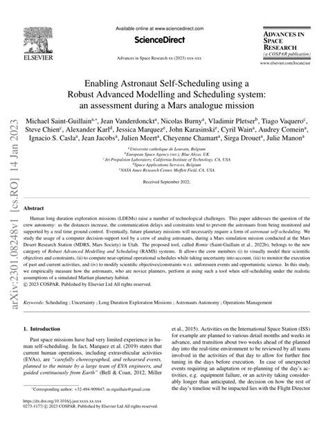 pdf enabling astronaut self scheduling using a robust advanced