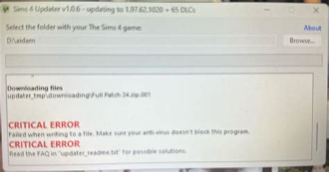 The Sims 4 Anadius Updater V1 0 6 “critical Error” R Cracksupport