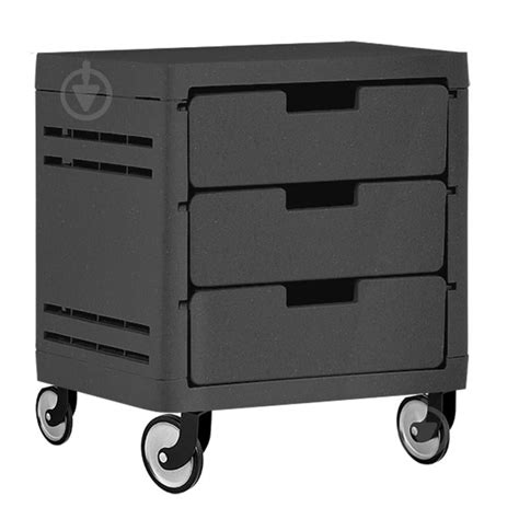 ᐉ Комод Алеана 169092 на 3 шухляди на колесах темно сірий 470x350x380 мм • Краща ціна в Києві