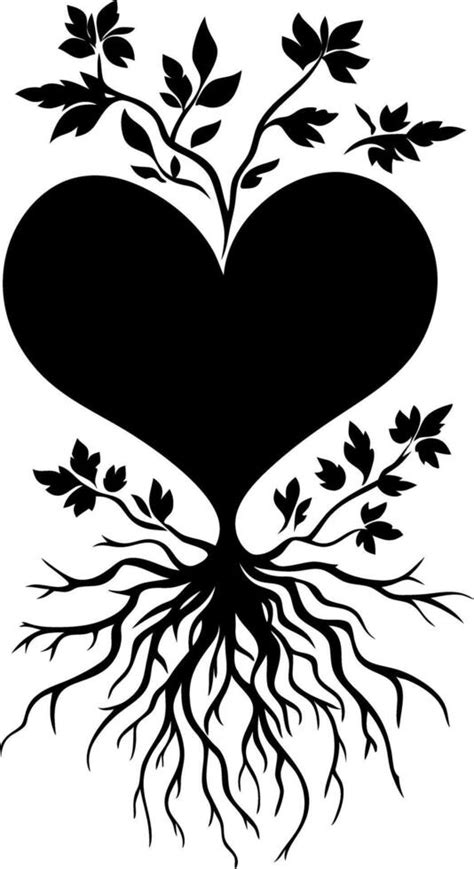 Heart With Tree Roots And Branches Art For Tattoos And Nature Designs Vector Art At