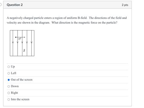 Solved Question Pts A Negatively Charged Particle Enters Chegg