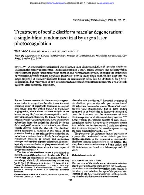 Pdf Treatment Of Senile Disciform Macular Degeneration A Single