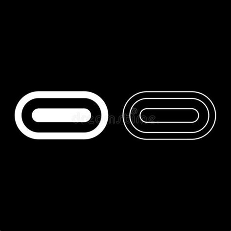 Usb Type C Thunderbolt Interface Lightning Port Socket Connector Set Icon White Color Vector