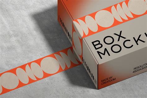 Free Packaging Tape Box Mockup Mockuptree