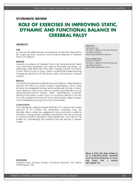 Pdf Role Of Exercises In Improving Static Dynamic And Functional