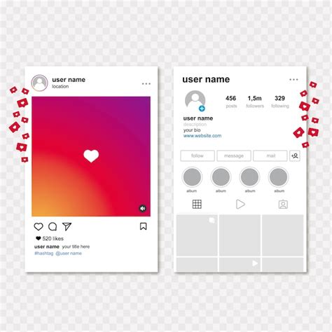 소셜 미디어 프레임 템플릿 알림 무료 벡터 프리미엄 벡터