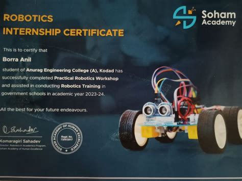 Completed Robotics Workshop By Soham Academy Borra Anil Posted On The Topic Linkedin