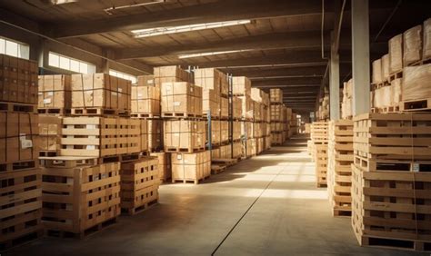 Premium Photo Rows Of Crates In Large Indoor Warehouse