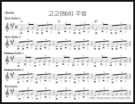 기타주법기타8비트 주법 기타 8비트 고고 주법 연습용입니다 샾뮤직학원 네이버 블로그