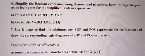 Solved 6 Simplify The Boolean Expression Using Theorem And