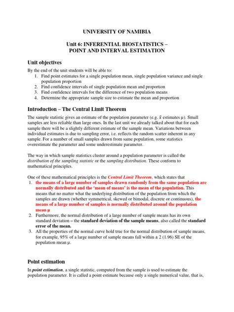 unit 6a point and interval estimation pdf estimator standard error