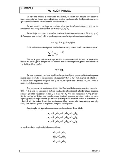 Notacion Indicial Pdf Vector Euclidiano Ecuaciones
