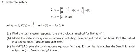 Solved Given The System A Find The Total System Response Use The