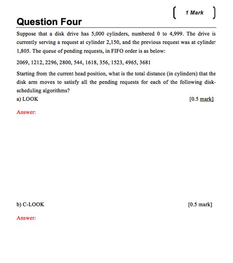 solved 1 mark question four suppose that a disk drive has