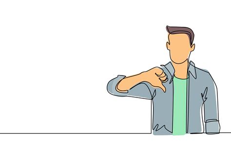 dibujo de una sola línea continua joven infeliz que muestra el gesto de