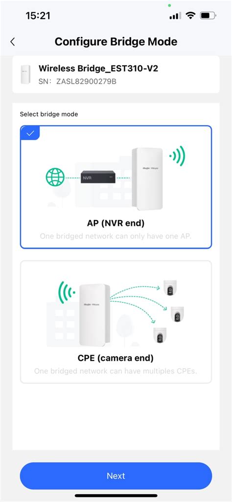 Reyee Mobile App Wireless Bridge Setup Ruijie Reyee
