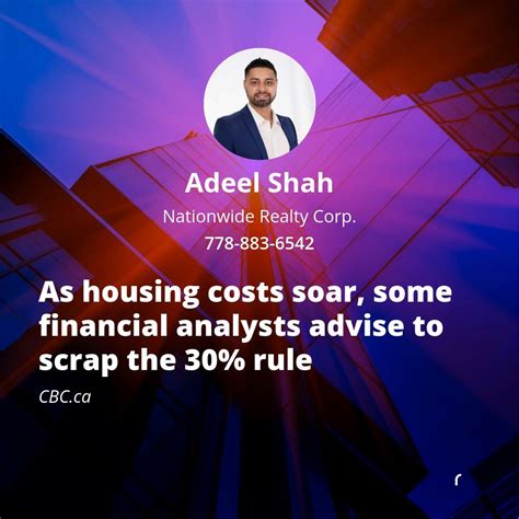 Adeel Shah On Linkedin As Housing Costs Soar Some Financial Analysts Advise To Scrap The 30 Rule