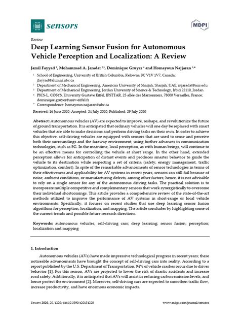 Deep Learning Sensor Fusion For Autonomous Vehicle Pdf Artificial