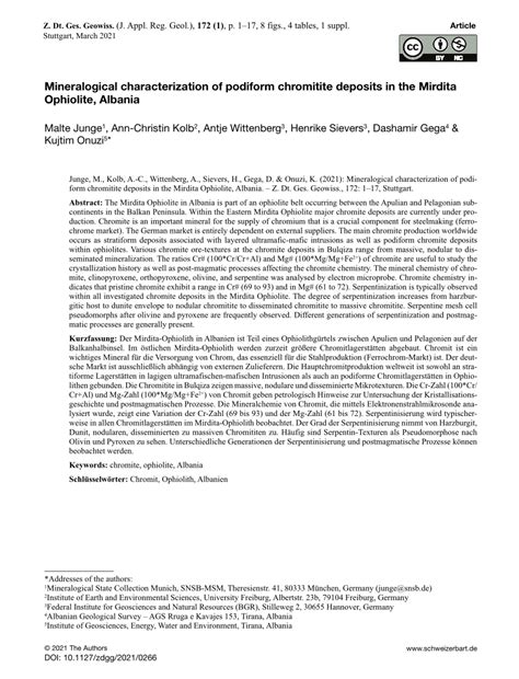 Pdf Mineralogical Characterization Of Podiform Chromitite Deposits In