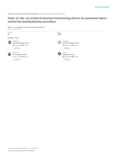 State Of The Art Review Of Interface Bond Testing Devices For Pavement