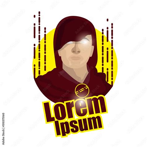 Human Hooded Hacker And Technology Logo Vector Illustration With Dummy