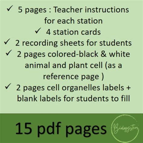 Cell Organelles Station Cards Task Cards By Biologystem Tpt