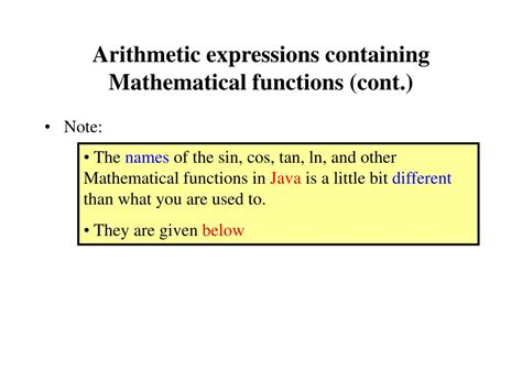PPT Arithmetic Expressions Containing Mathematical Functions PowerPoint Presentation ID
