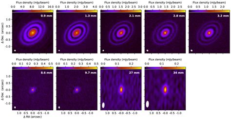 continuum maps of hd 163296 from alma observations top row and vla