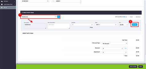 Create Credit Note Garage Invoice