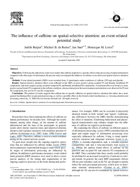 Pdf The Influence Of Caffeine On Spatial Selective Attention An